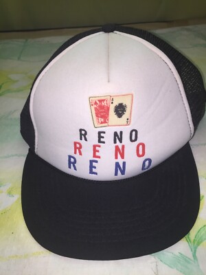 Vintage Reno Las Vegas Black Trucker Hat Snapback Jack Spades Ace ...
