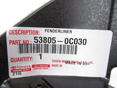 Genuine OEM Toyota 53805-0C030 Right Front Fender Liner Extension 08-20 ...