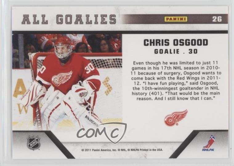 2011 Panini All Goalies Box Set Up Close Chris Osgood #26 | eBay