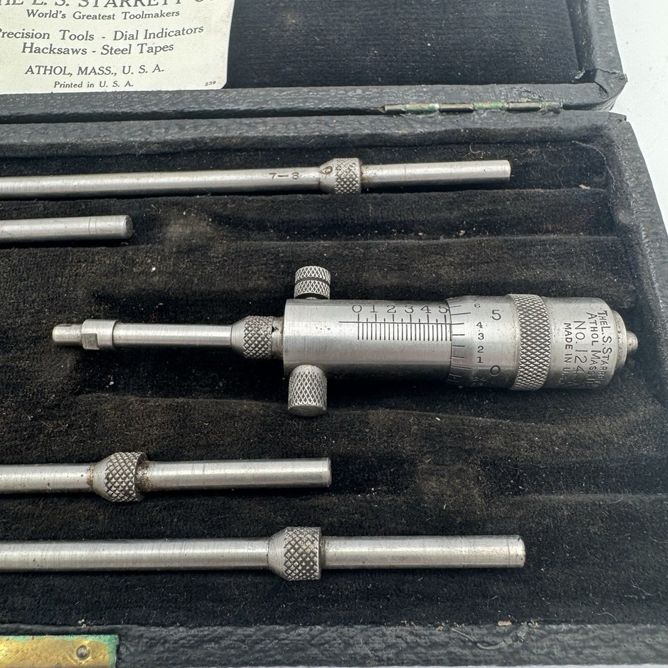 Vintage L. S. Starrett Inside Micrometer Set w/(5) Rods & Case | eBay