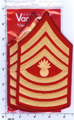 USMC Master Gunnery Sergeant MGySgt E9 Marines gold/red Chevrons PATCH ...
