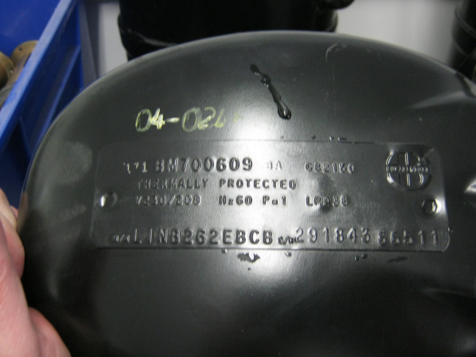 BRISTOL L1NB262EBCB BM700609 THERMALLY PROTECTED 1/2 HP HERMETIC ...