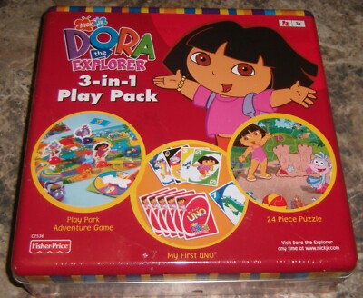 DORA the EXPLORER 3 in 1 Play Pack game in storage tin My First Uno ...