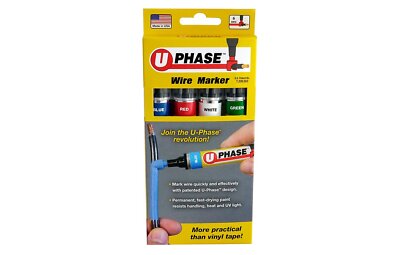 U-Mark U-Phase Wire Marker Single Phase Set Blue/Red/White/Green Pack ...