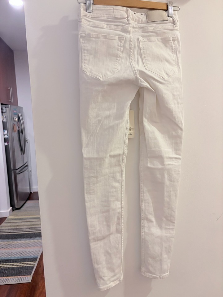 All Saints Mast Jeans Womens Size W26 White Skinny Denim Ankle Zip Low ...