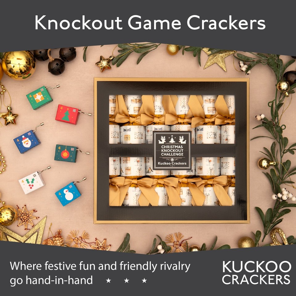 Kuckoo Crackers - 6 x 13-inch Knock Out Game Christmas Crackers ...