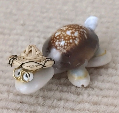 Turtle Tortoise Mini Figurine Cowry Sea Shell w/ Glasses Hat Figure ...