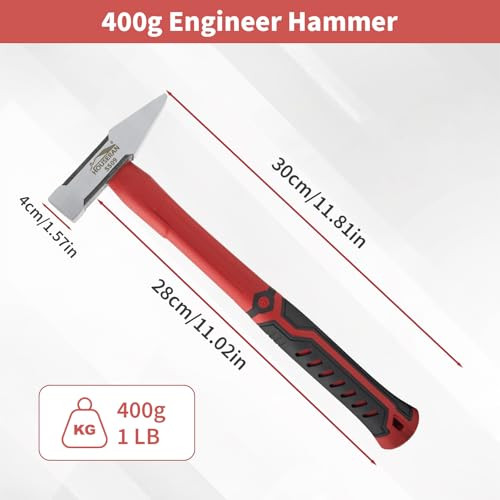 Engineer Hammer, Sheet Metal Hammer 400g, Cross Peen Hammer With Non ...