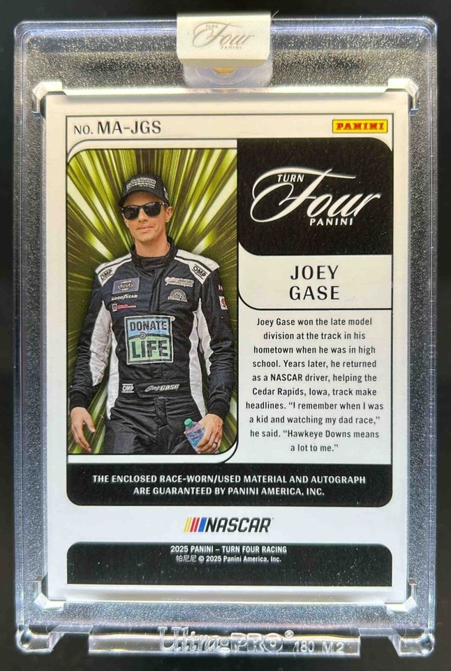 2025 Panini Turn Four NASCAR Joey Gase Memorabilia Patch Auto Purple ...