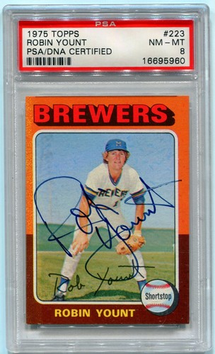1975 TOPPS ROBIN YOUNT SIGNED ROOKIE CARD #223 PSA/DNA - PSA 8 LOW POP ...