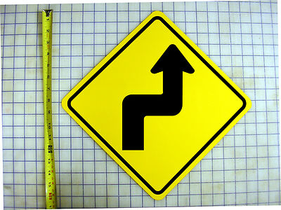 RIGHT THEN LEFT TURN YELLOW ALUMINUM SIGN | eBay