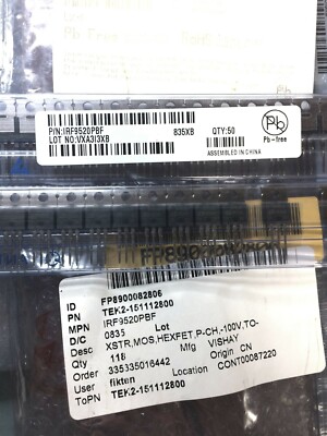 IRF9520PBF VISHAY IRF9520 MOSFET P-CH 100V 6.8A TO-220AB PB FREE 10 PCS ...