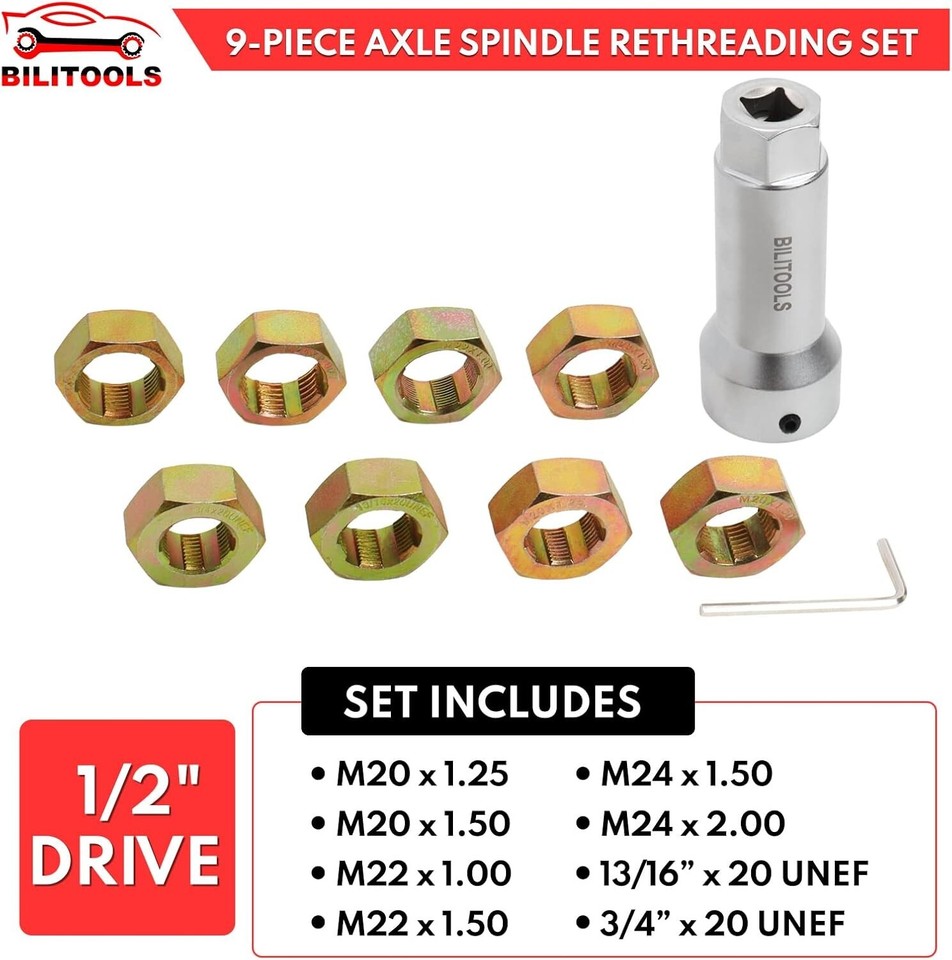 10-Piece Axle Spindle Thread Chaser Set, Thread Rethreading Restorer ...