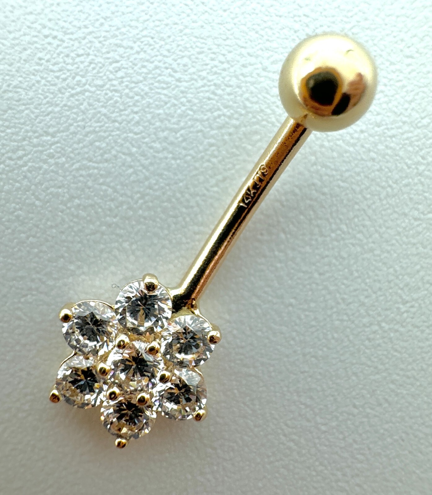 14K Yellow Gold Flower Belly Button Navel Ring Body P… - Gem