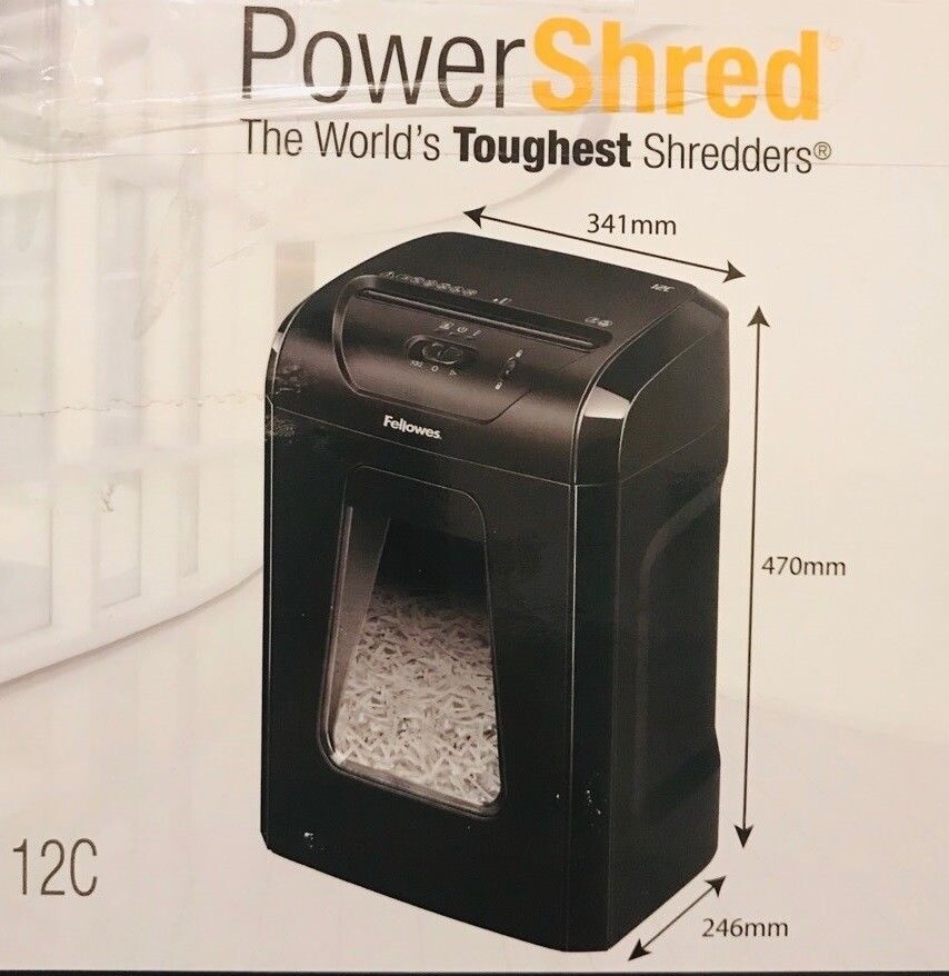 Fellowes Powershred 12C 12-Sheet Cross-Cut Professional Paper Shredder ...