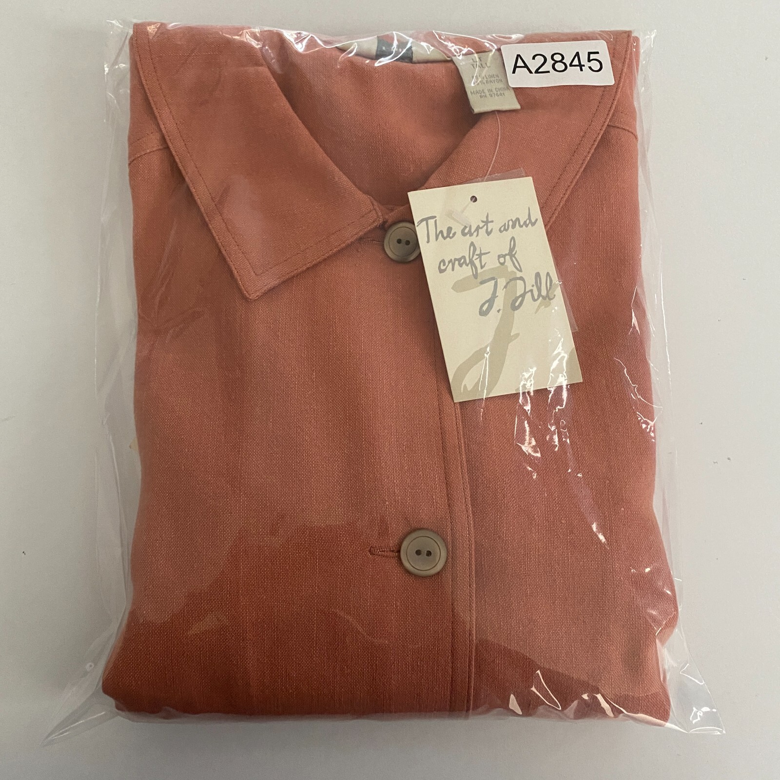 J Jill Linen Blend Jacket Womens L Tall LT Coral Pockets Button Up | eBay
