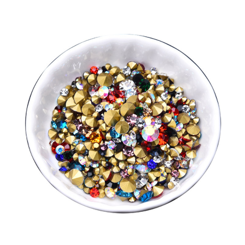 1440 pcs Mixed Color Round Pointed Back Crystal Glass Rhinestone Pick ...