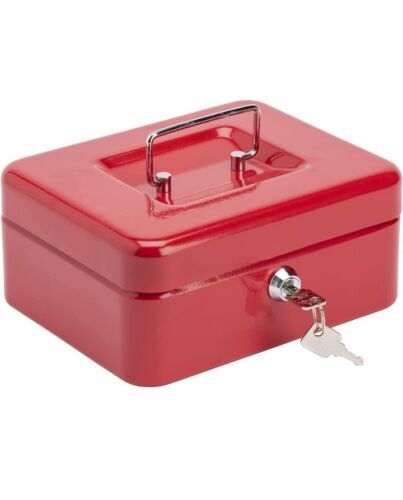 Metal Steel Petty Money Cash With Coin Tray Box Bank Safe Security Lock ...