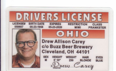 the Drew Carey Show BUZZ Beer Brewery Cleveland OH Drivers License Ohio ...