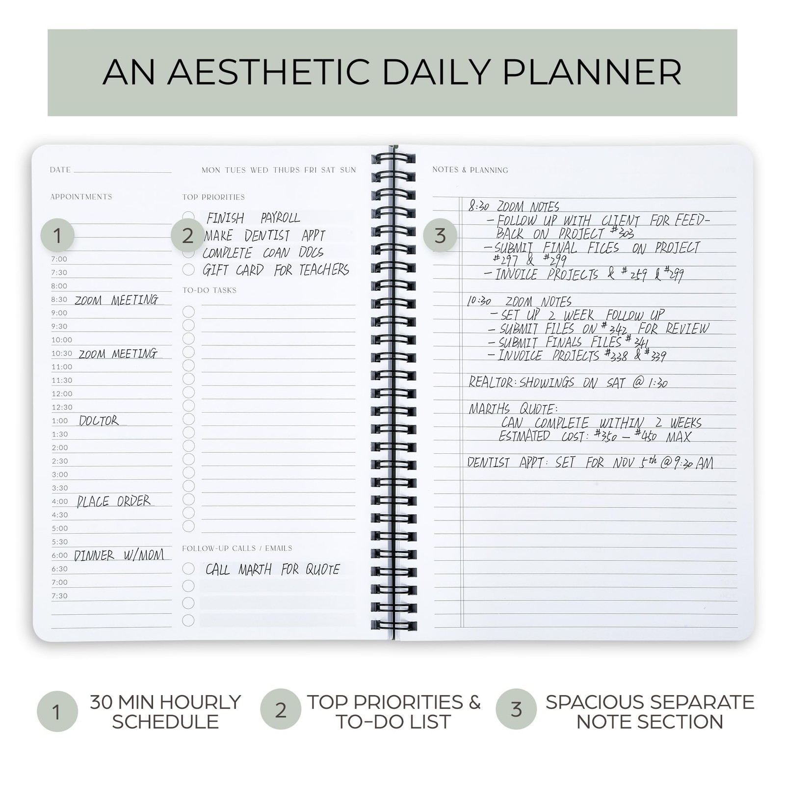 Zicoto Beautiful Daily Planner And Notebook Hourly Schedule - Aesthetic ...