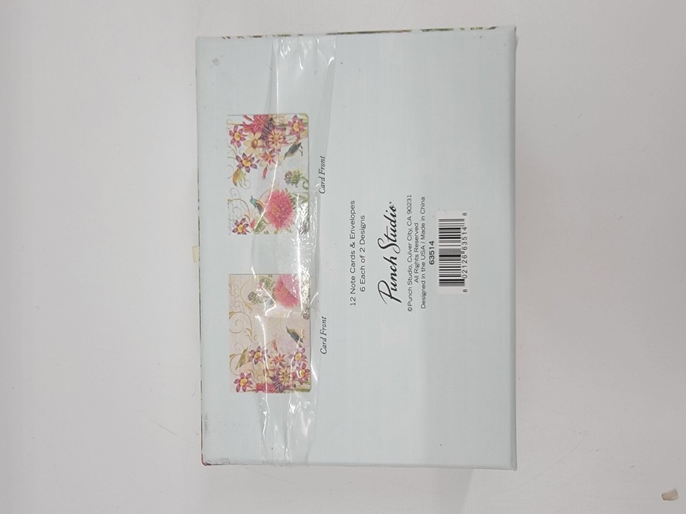 Punch Studio Notecards in Box Set of 12 Floral Bird Garden (2 Designs ...