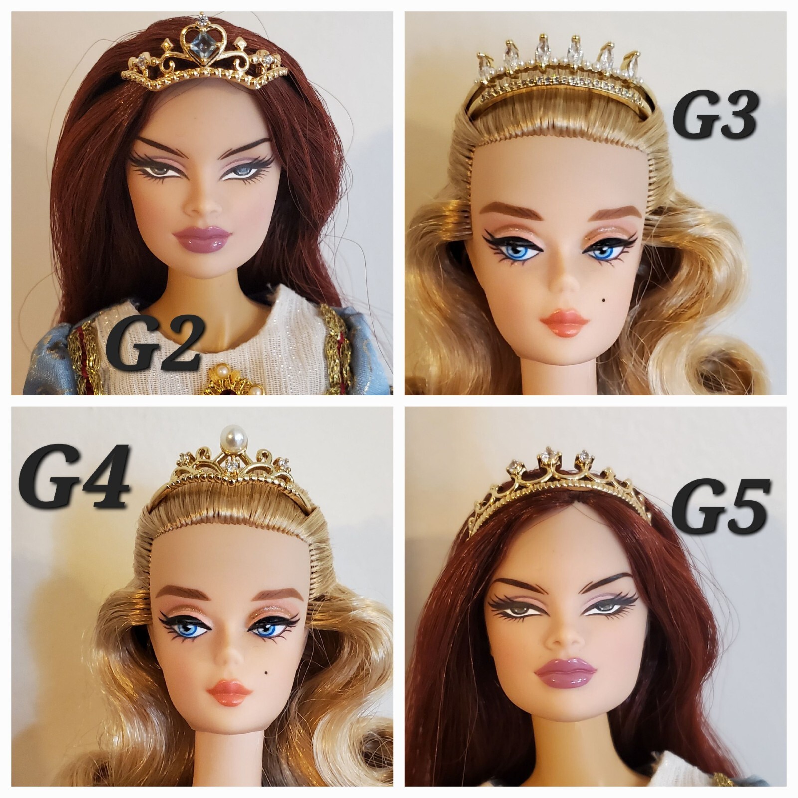 1/6 GOLD Metal Tiara Crown Crystal Barbiee Phicen Queen Princess Model ...