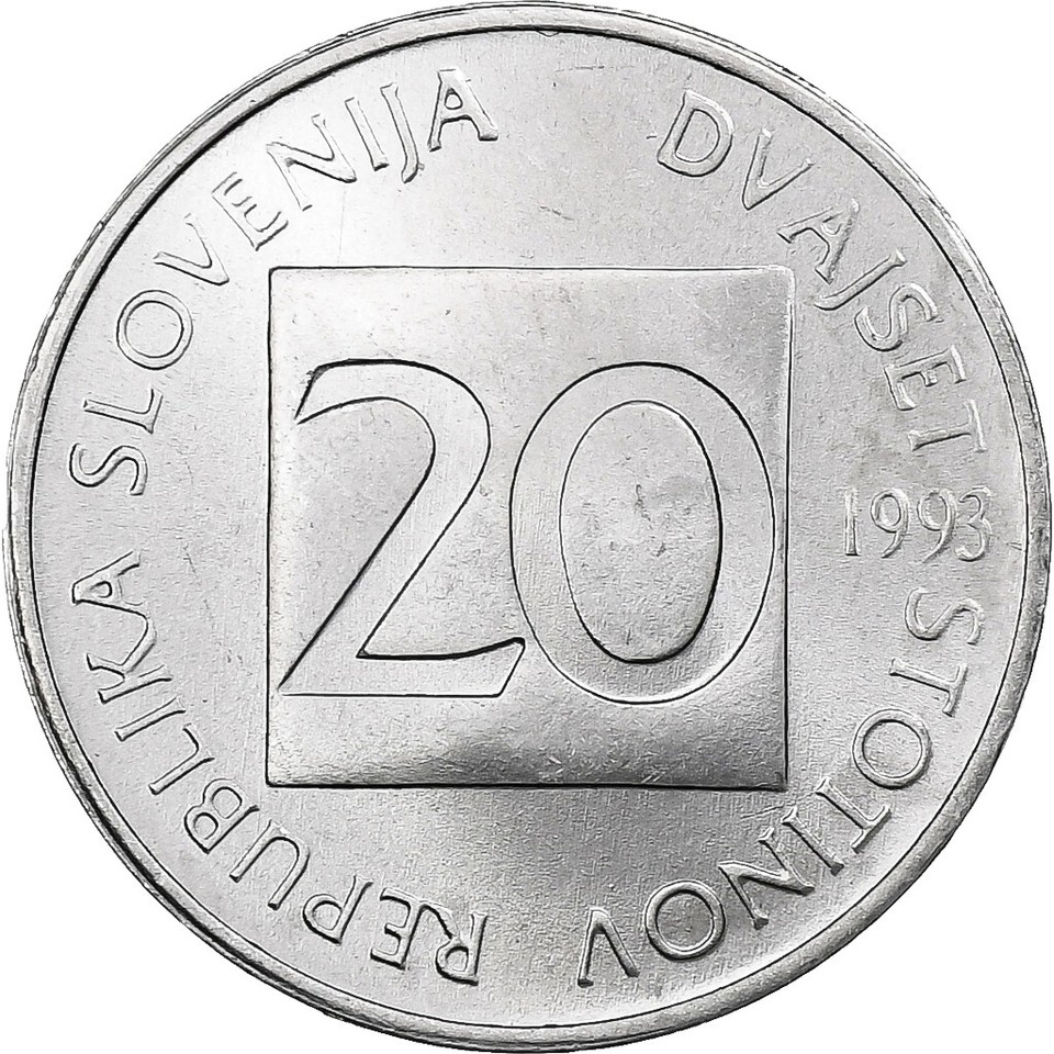 [#1220702] Slovenia, 20 Stotinov, 1993, Aluminum, MS(65-70), KM:8 | eBay