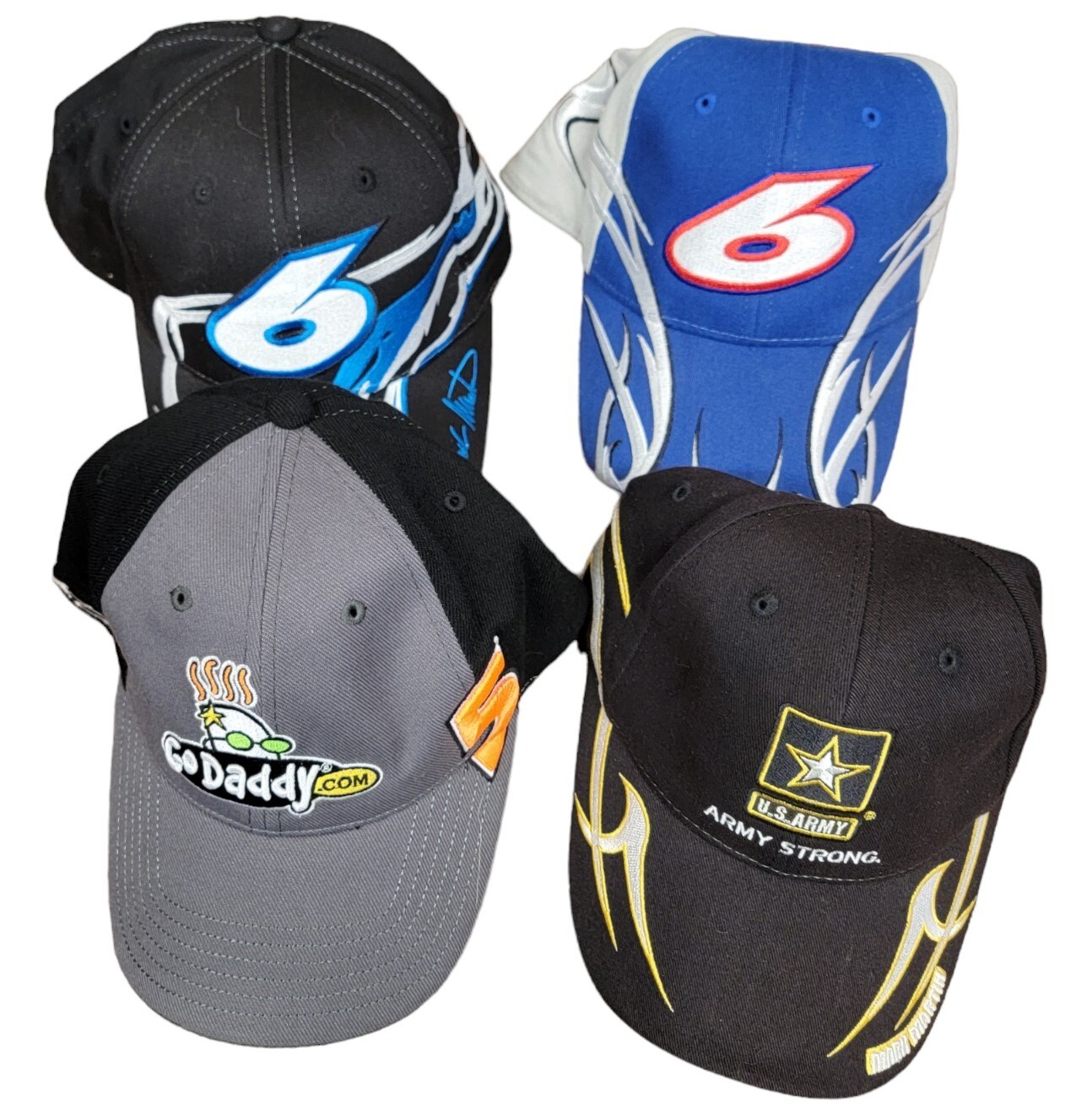 Vintage Mark Martin #6 Nascar Strapback Hats Army Rouch Go Daddy Lot Of ...