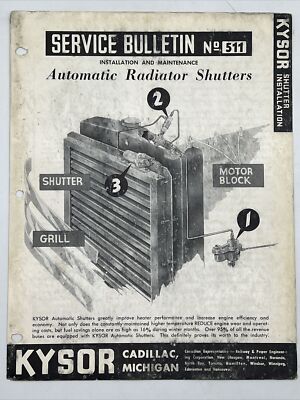 1950 KYSOR AUTOMATIC RADIATOR SHUTTERS SERVICE BULLETIN NO 511 Brochure ...