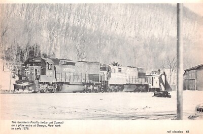 Southern Pacific Assists Conrail On A Plow Extra At Owego NY Vtg Mag ...