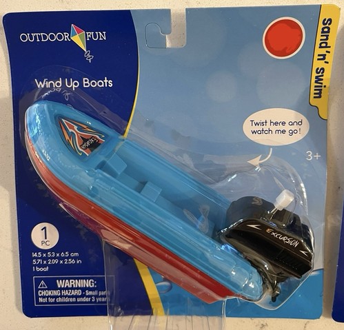 Lot Of 3 Wind Up Boats Outboard Motor Beach Tub Pool Summer Fun Brand ...