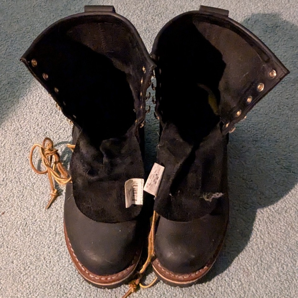 Georgia Logger Boots Mens Size 9 Black Leather Steel Toe Lace Up Lug ...
