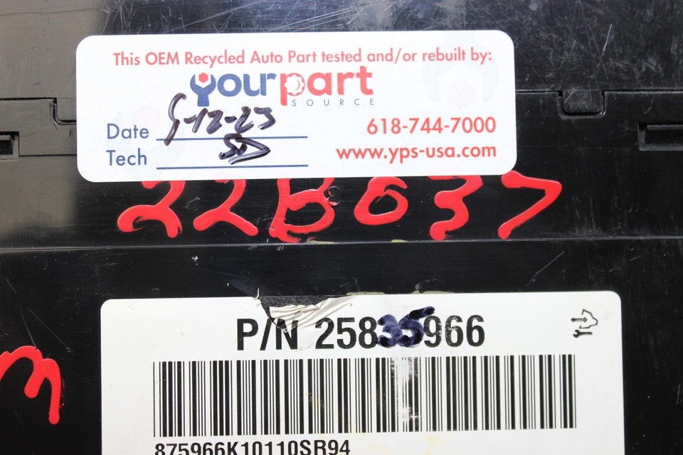 06-13 GM CHEVROLET BCM BODY CONTROL MODULE OEM 25835966 TESTED ...