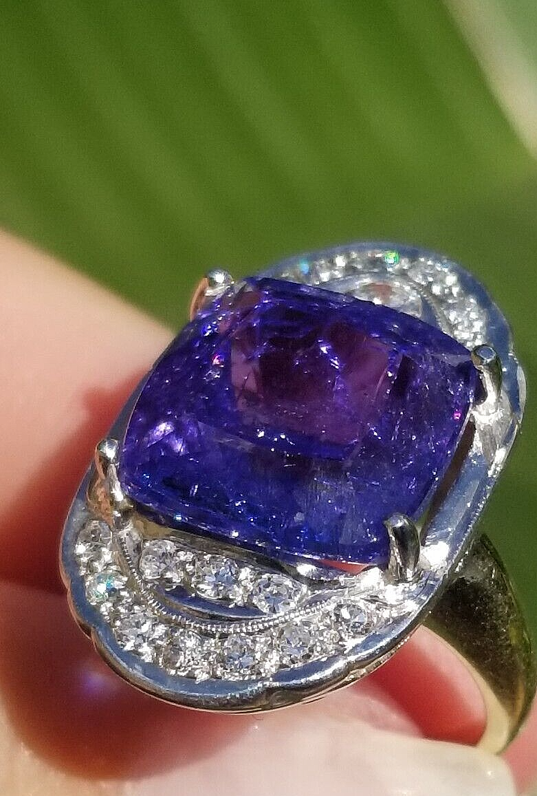 7TCW Beautiful Vintage Tanzanite Cushion VS Diamond 14k gold ring | eBay