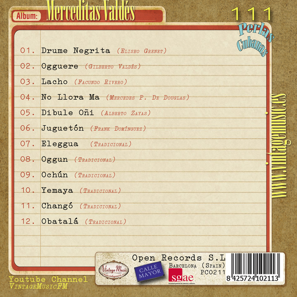 MERCEDITAS VALDES Perlas Cubanas CD #111/120 - CUBAN Afro Rezo Canción ...