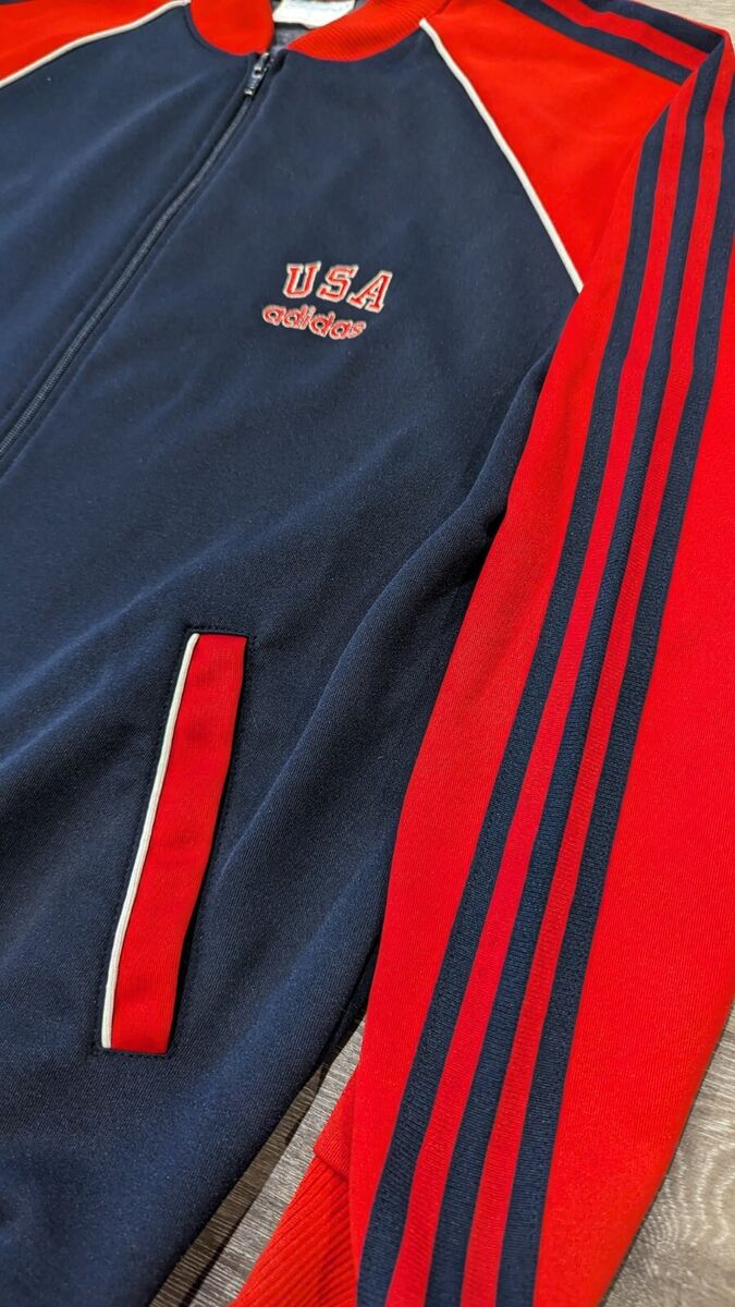 Vintage ADIDAS Team USA Striped Full Zip Track Jacket Sz L Vintage ADIDAS Team USA Striped Full Zip Track Jacket Sz L