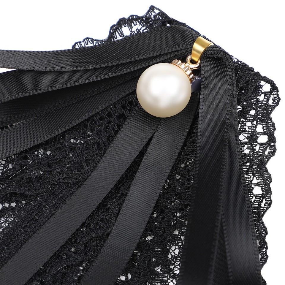 Lace Ribbon Collar Tie Neck for Women Elegant Black Pre-tied Bow | eBay ...