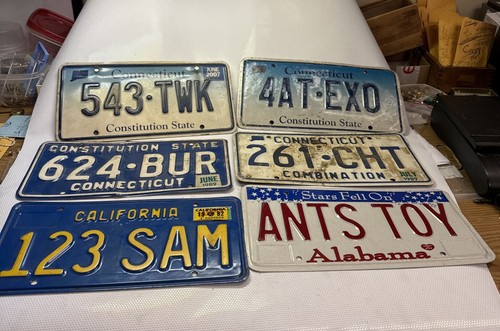 Lot Of 6 License Plates (4 CT, 1 CA, and 1 AL) Rustic License Plates | eBay
