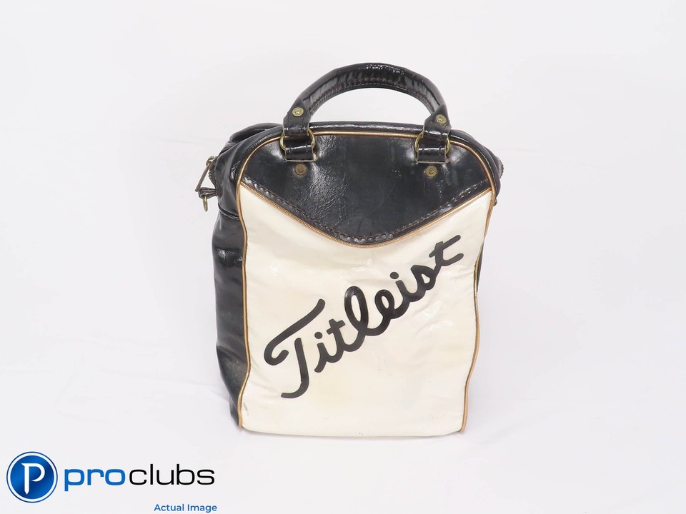 Vintage! Titleist Leather Range Ball Bag - Black/White 468053 | eBay