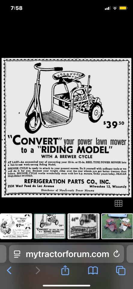 vintage antique mower Reel Mower Brewer Cycle Trike 3 Wheel Mower ...