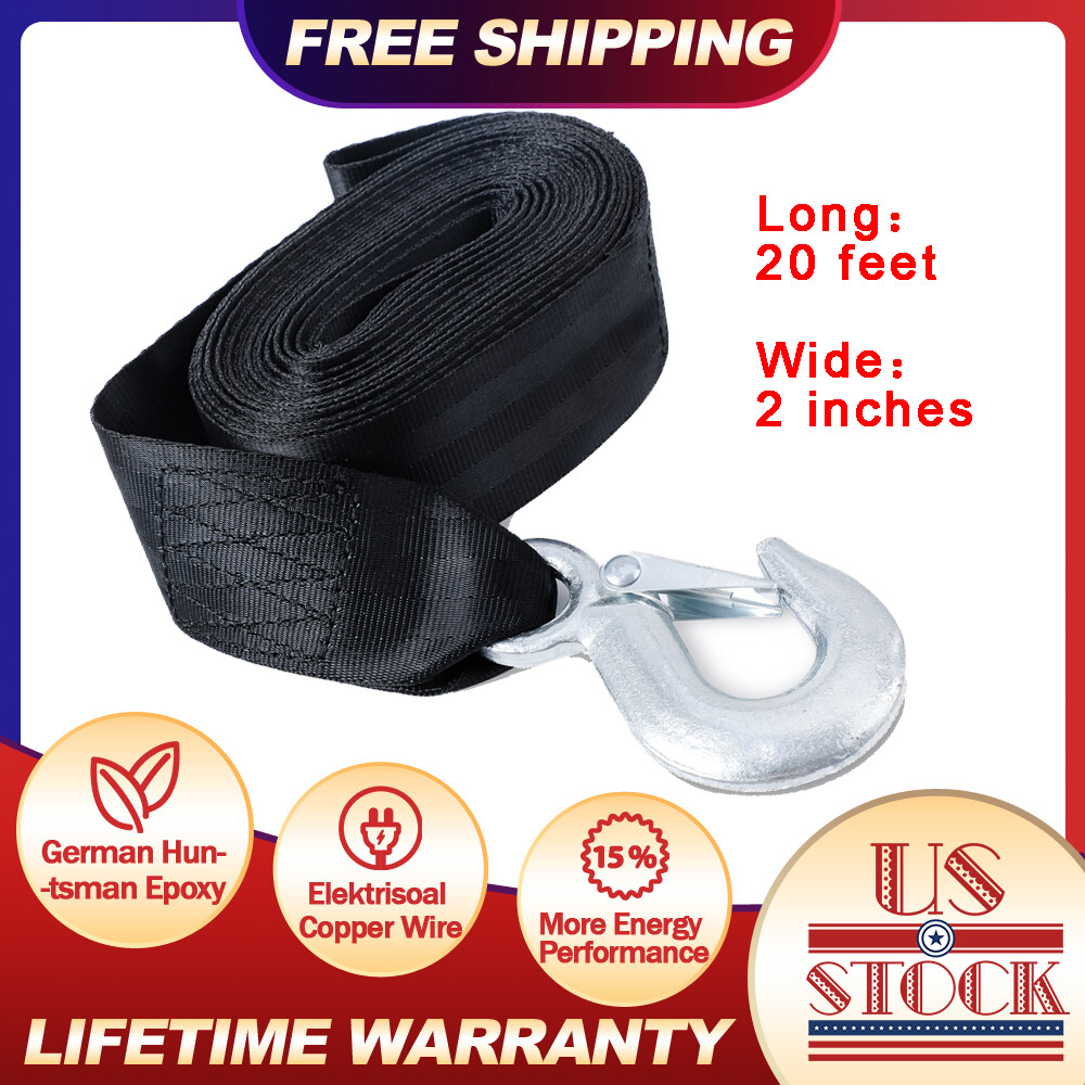 2"x20' WITH WINCH STRAP SNAP HOOK DELUXE BOAT TRAILER HEAVY DUTY TOW ...