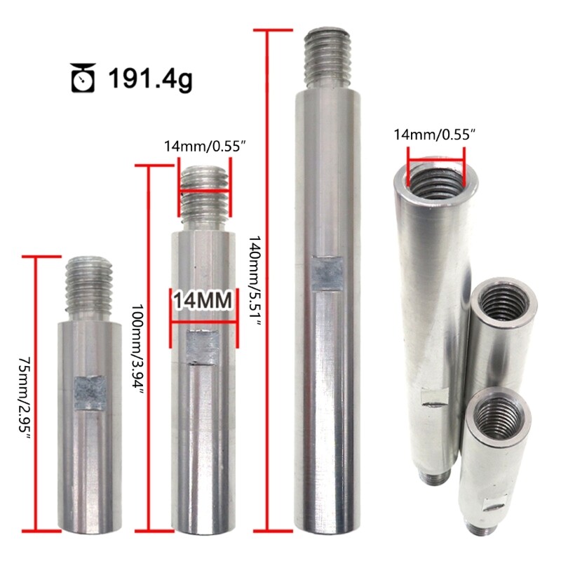 3x M14 Thread Adapter Extension Rod 75/100/140mm Angle Grinder ...