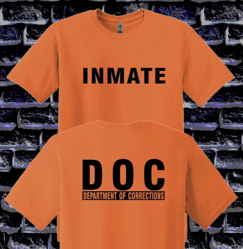 INMATE DEPARTMENT OF CORRECTIONS t-shirt safety orange w black graphic ...