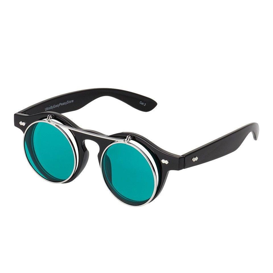 Flip Up Circle Steampunk Glasses Goggles Sunglasses Emo Retro Vintage ...