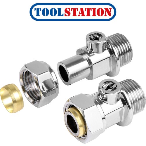 Isolating Heated Towel Rail Radiator Tails 15mm Compression Valve X 1/2 ...