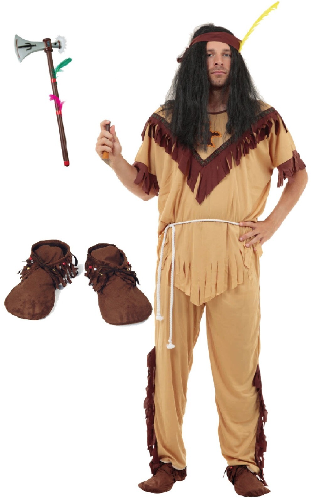Men Native American Warrior Prince Red Indian Fancy Dress Costume ...