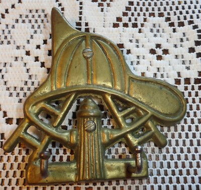 Vintage Firefighter Solid Brass Fireman's Helmet Display Key Hook made ...