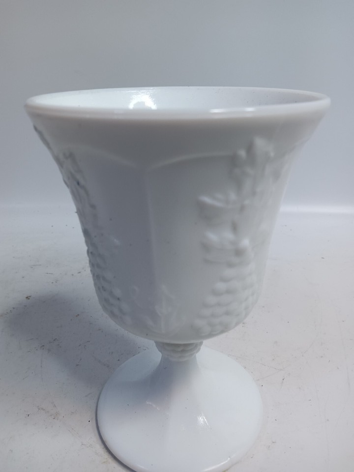 Indiana Glass Colony Milk Glass Grape Pattern Footed Wine Goblet #30 | eBay