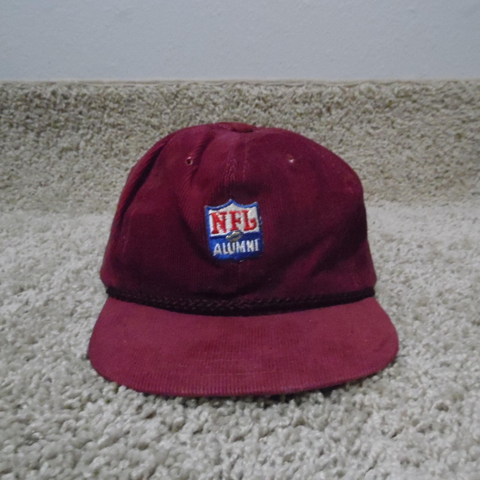 Vintage NFL Alumni Corduroy Leather StrapBack Maroon … - Gem
