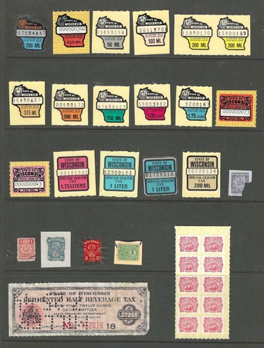 Lot of (33) US State of Revenue WISCONSIN WI Stamps MINT HIGH CAT ...